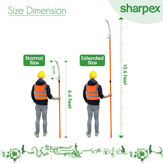 Sharpex 10 FT Pole Saw for Tree Trimming | 6 to 10 feet Long Extension ...